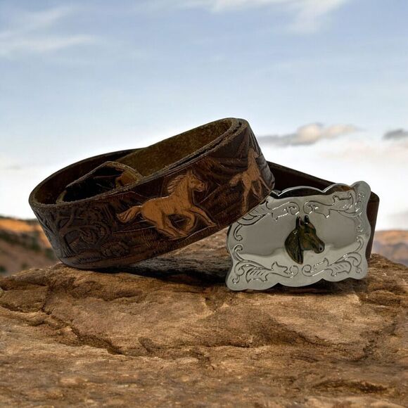 Wrangler | Accessories | Vintage Wrangler Western Horse Tooled Leather ...